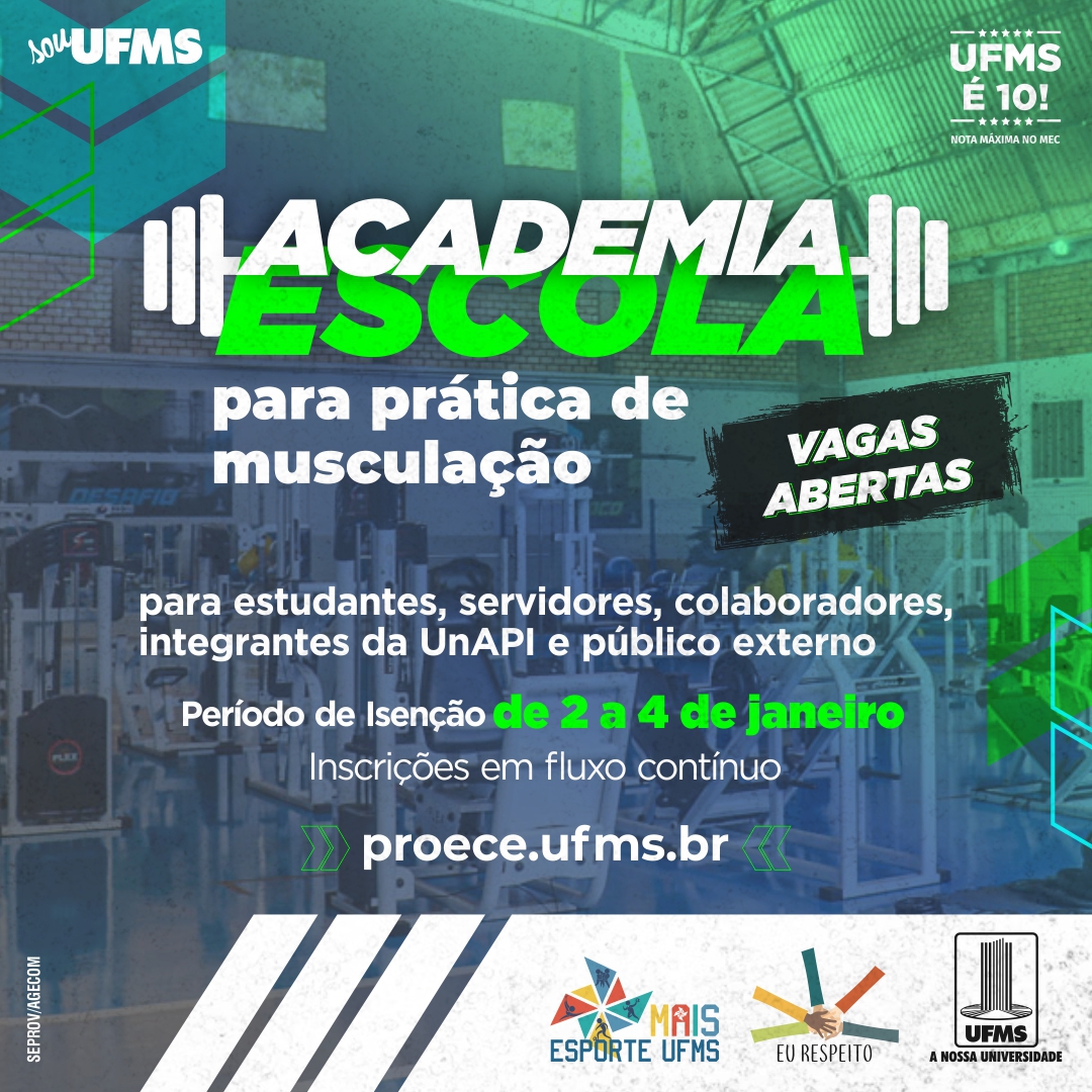 Academia Escola abre inscrições para aulas de musculação - UFMS